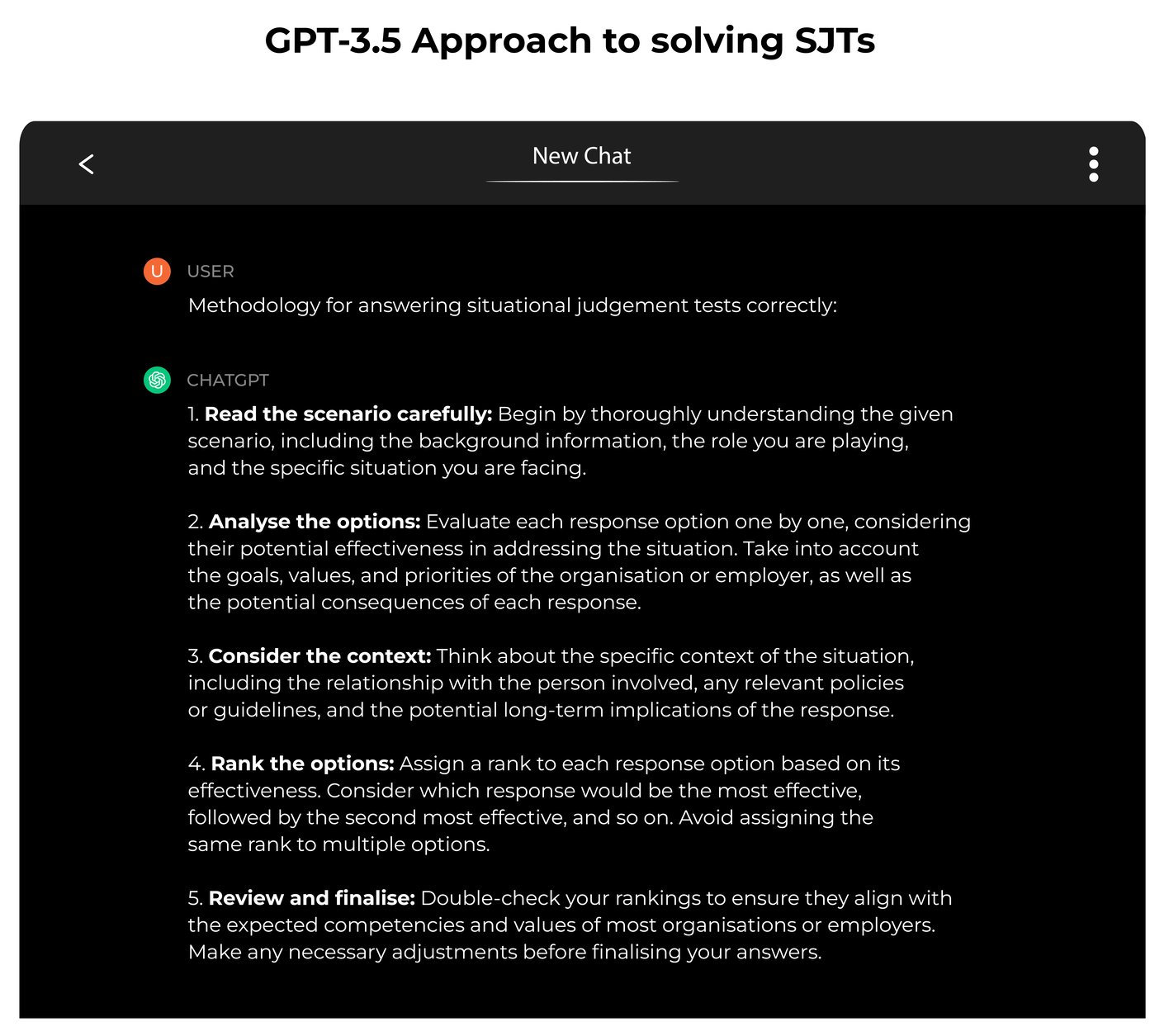 ChatGPT vs Situational Judgement Tests: how it performs vs a human
