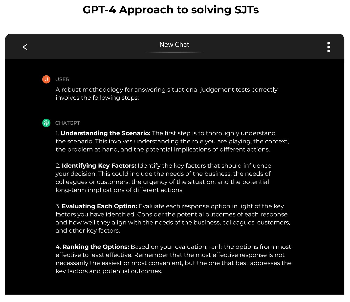 ChatGPT vs Situational Judgement Tests: how it performs vs a human
